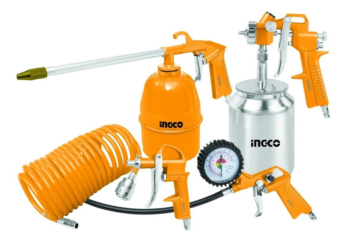 Kit Set Para Compresor De Aire 5 Piezas Metalico Ingco – Eltalleronline